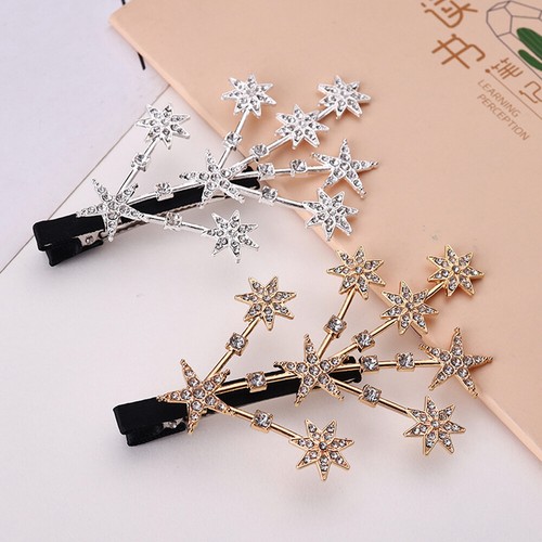 Women's Girls Stars Rhinestone Crystal Hair Clips Barrette Slide Grips ...