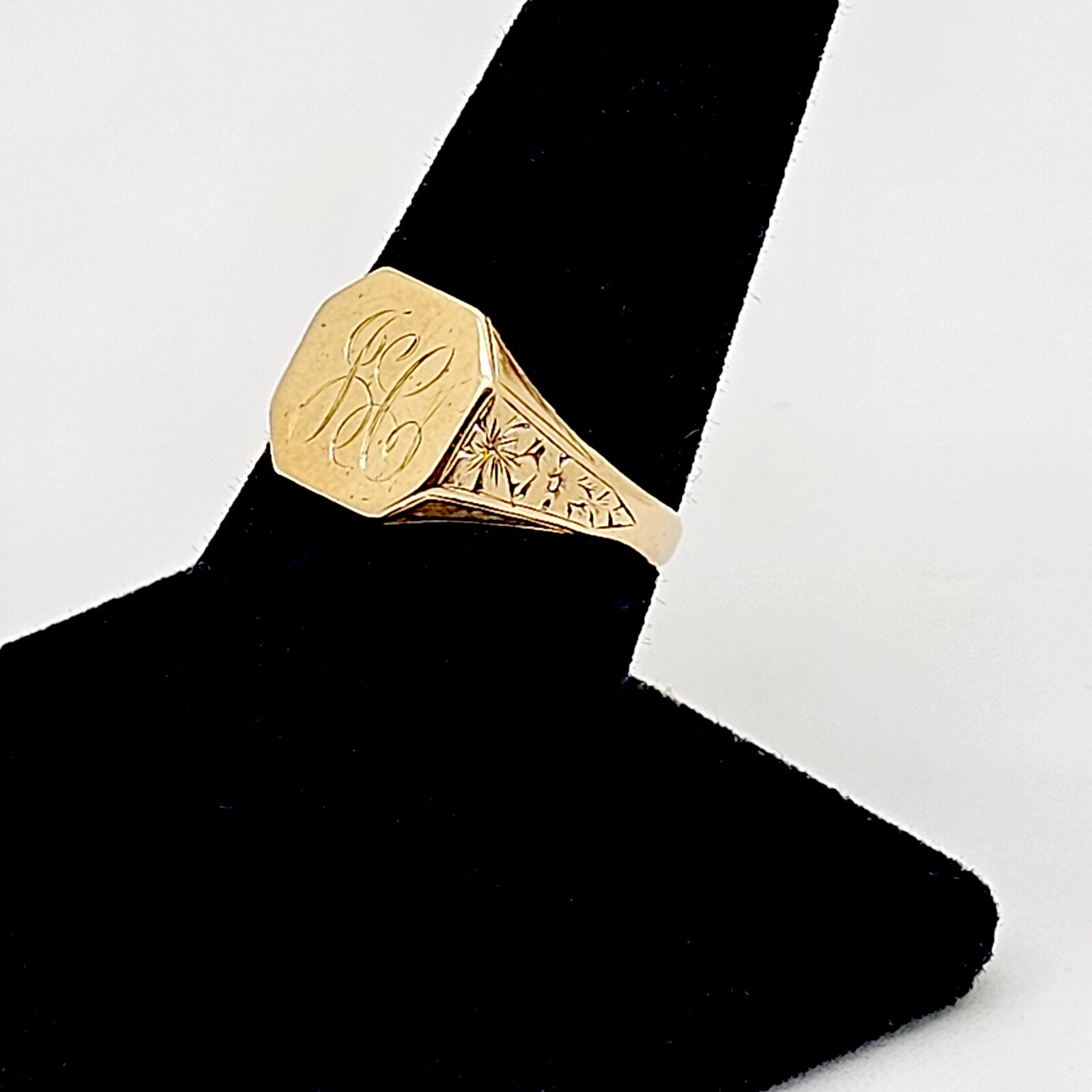 J.R.WOOD ART NOUVEAU 14K SOLID GOLD 'JC' SIGNET RING,8.5 | eBay