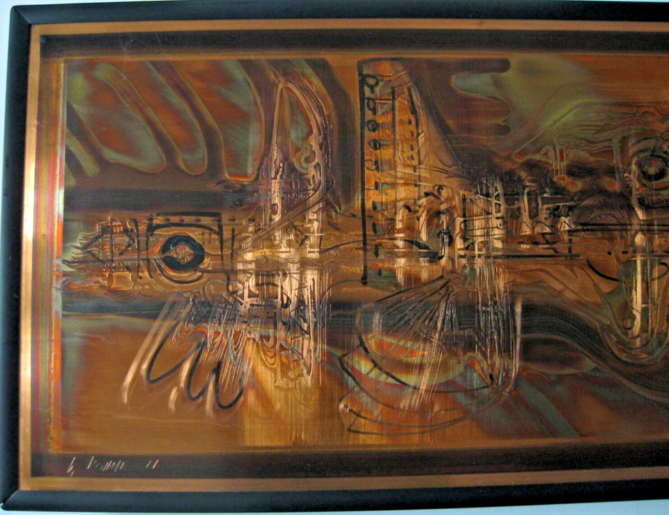 Bernhard Rohne Signed Metallic Design Studio, B C Acid Etched Brutalist ...