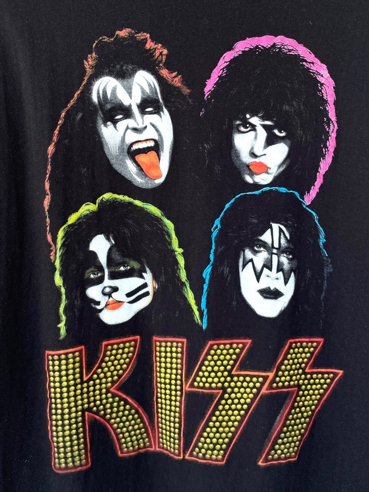 Vintage Kiss Masks Rock Metal Band Tour T-Shirt Size L/XL Black | eBay
