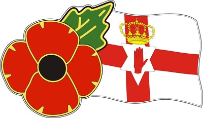 POPPY DAY CAR WINDOW STICKER WITH POPPY AND ULSTER FLAG - REMEMBRANCE ...