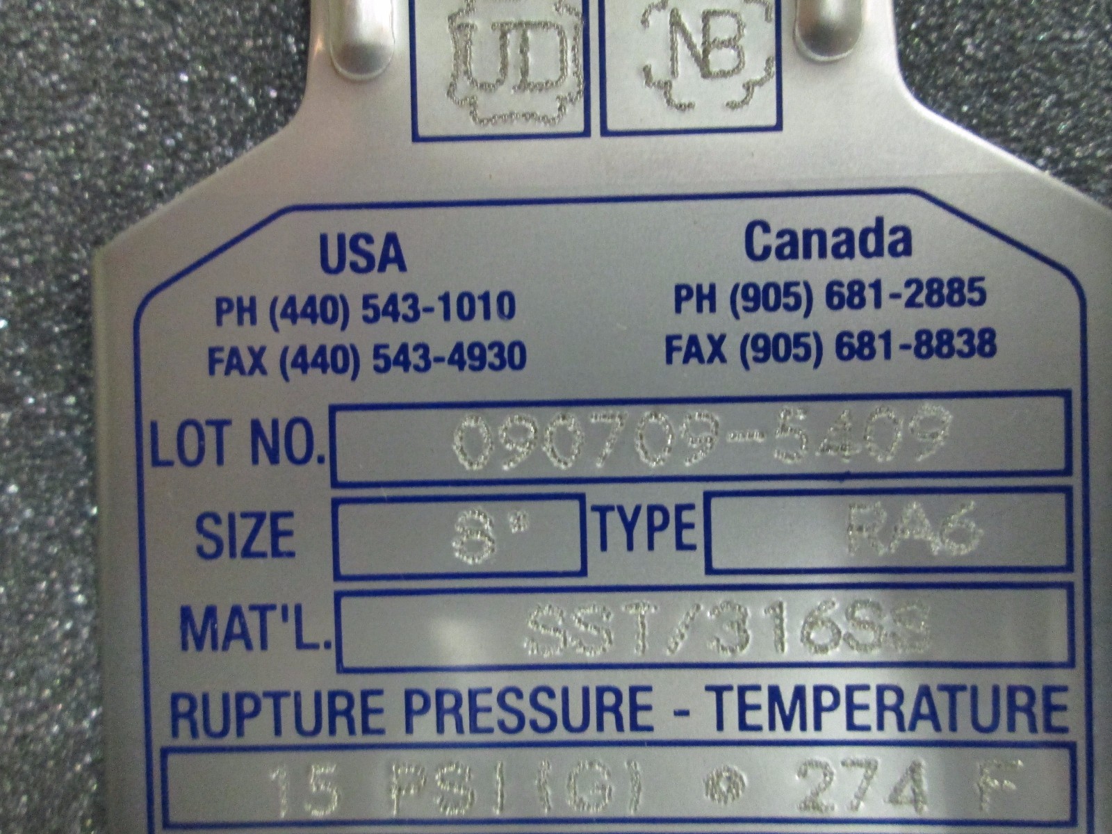 Zook 8" Rupture Disks Type: RA6 Burst: 15 PSIG @ 274°F (NIB) | eBay