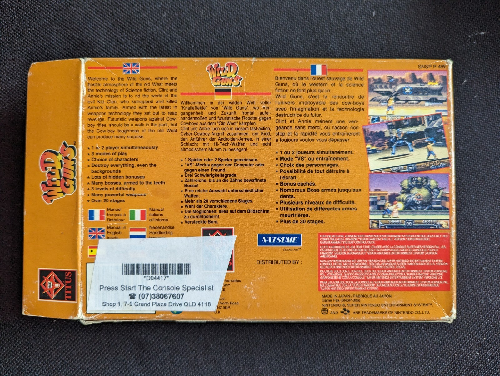 Wild Guns - Super Nintendo SNES game | PAL | RARE | Titus - Box ...