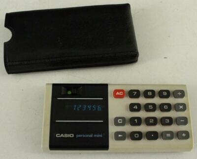 VINTAGE Casio Personal Mini Calculator Blue Display Battery Operated ...