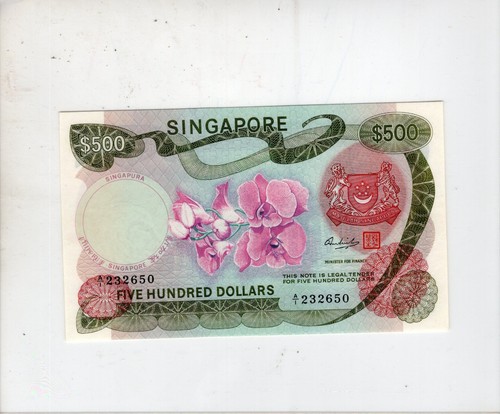 SINGAPORE 500 DOLLARS 1972 P 7. XF-aUNC CONDITION. VERY SCARCE. 5RW ...