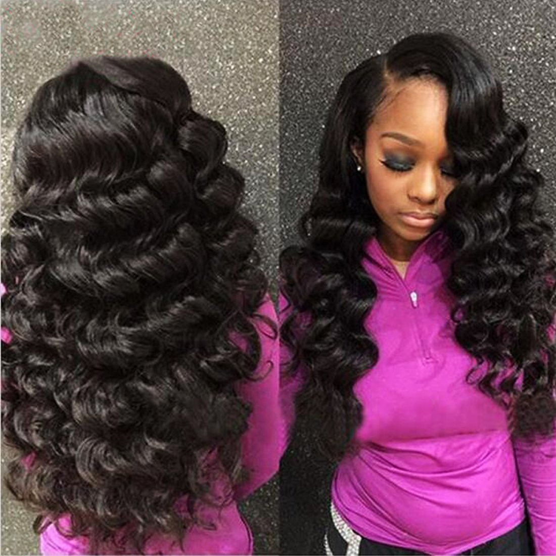 UNice Hair Peruvian Loose Wave 3 Bundles Human Hair Weave Virgin Hair ...
