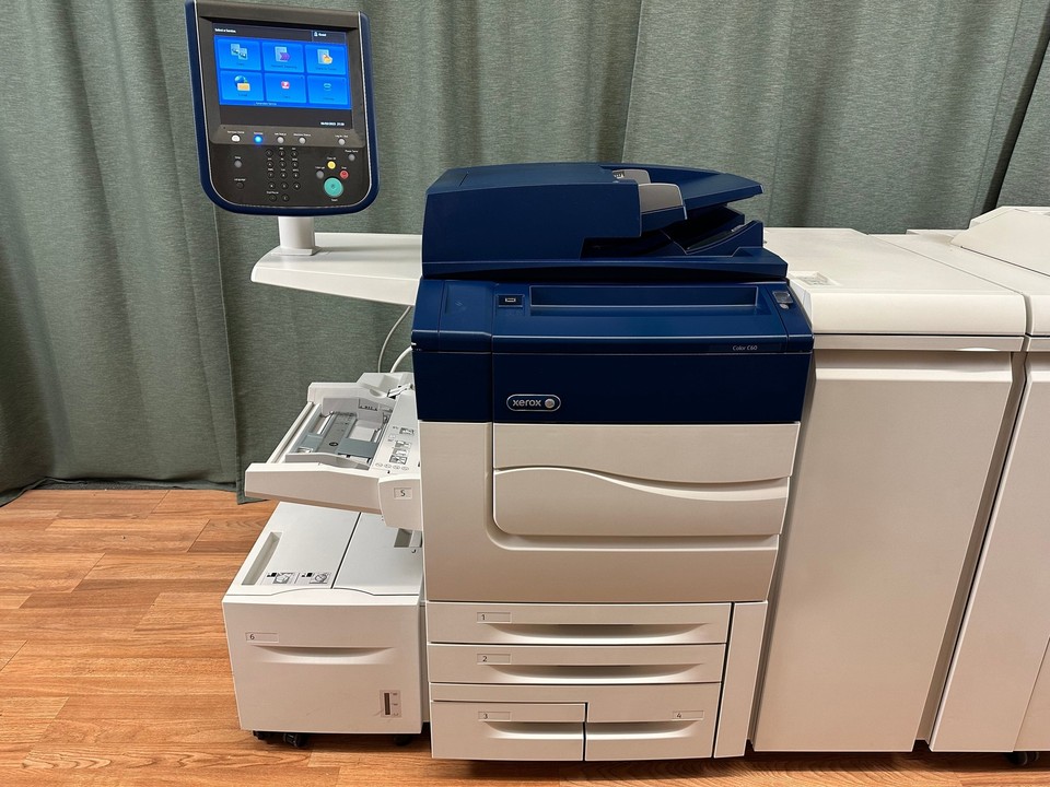 Xerox Color C60 Copier Printer Scanner YBH Staple Finisher Fiery Low ...
