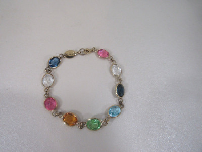 Ultima Edizione Sterling Silver 7 3/4" Bracelet w/ 9 Multi Color ...