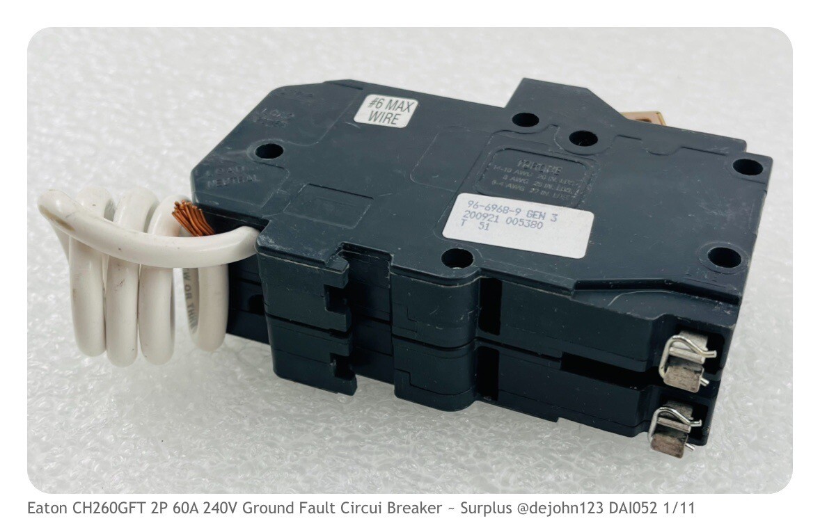 Eaton~ CH260GFT GFCI Circuit Breaker 60A 2P 240V ~ Unused Surplus ...