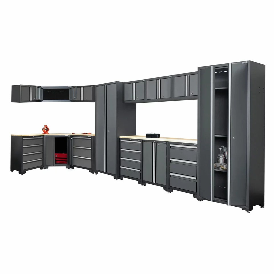 Hilka Garage Bundle 16 Piece Corner & Cabinet Storage Set in Grey | eBay UK