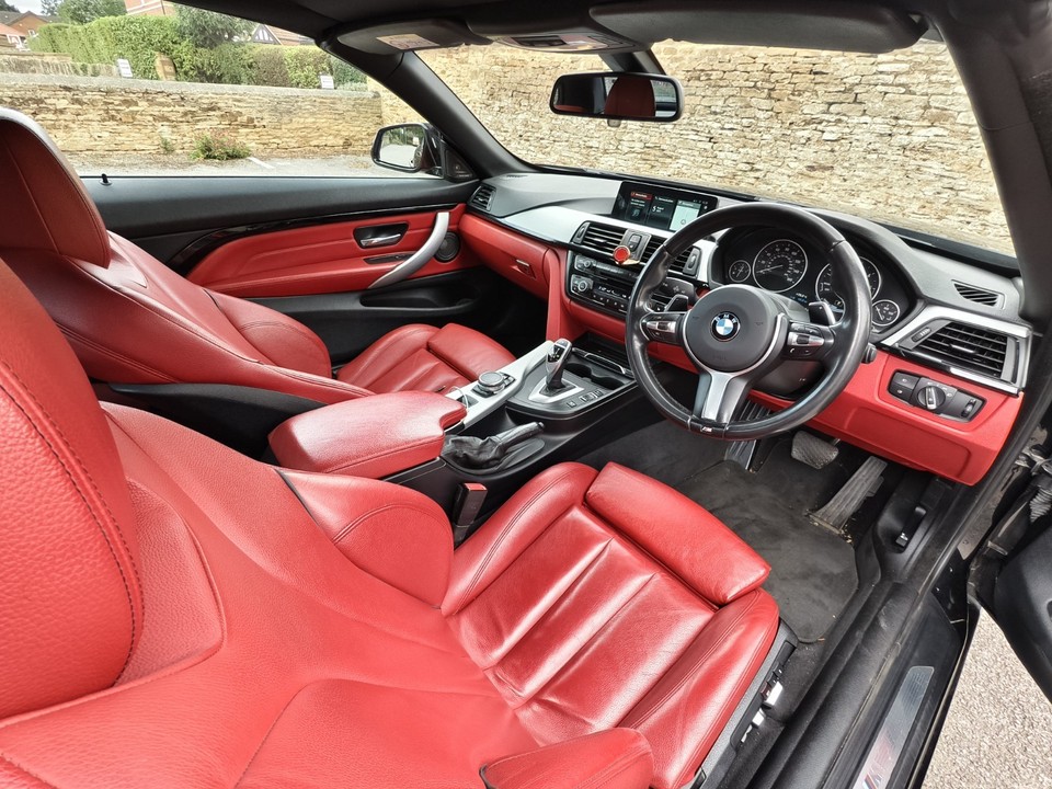 BMW 430d M Sport Convertible F33 Black With Red Interior | eBay UK
