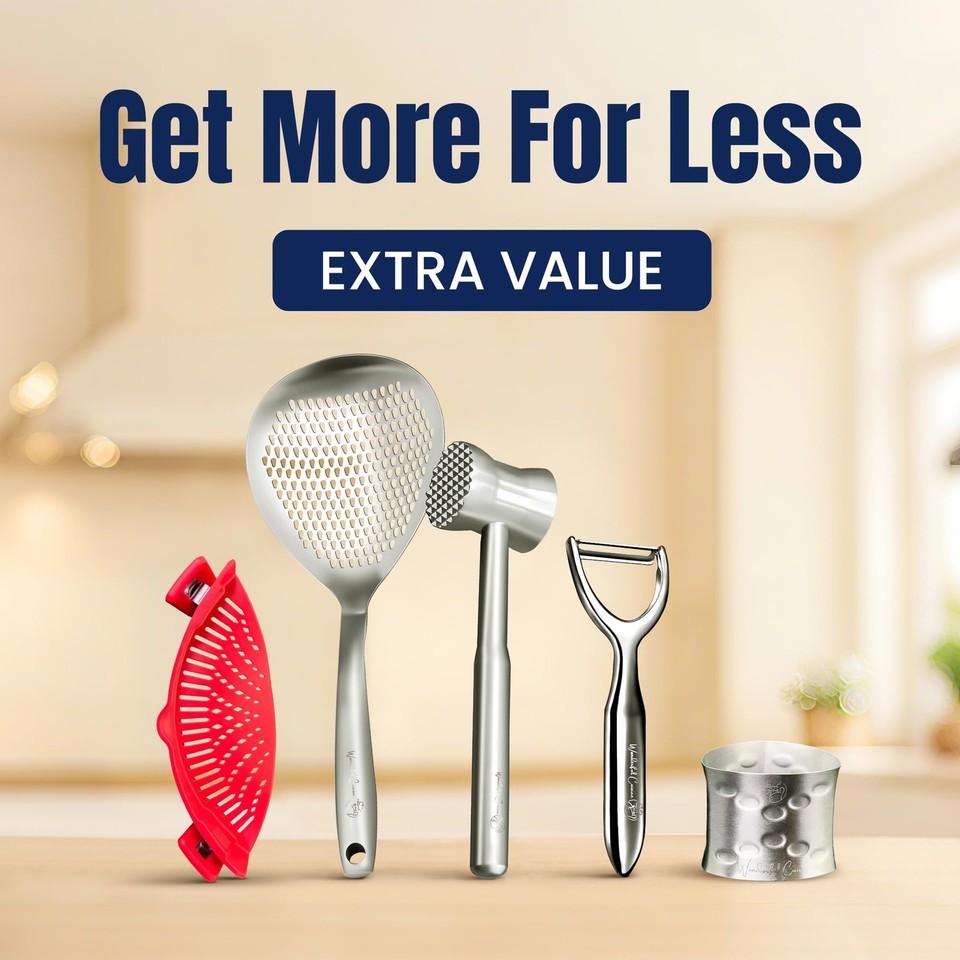 Stainless Steel Skimmer Spoon with Silicone Clip-On Strainer – Multi ...