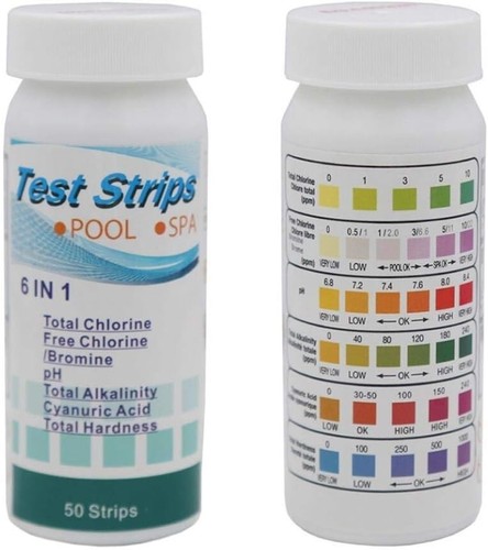 100 PCS 6 in 1 Chlorine Dip Pool Test Strips Hot Tub SPA Swimming PH ...