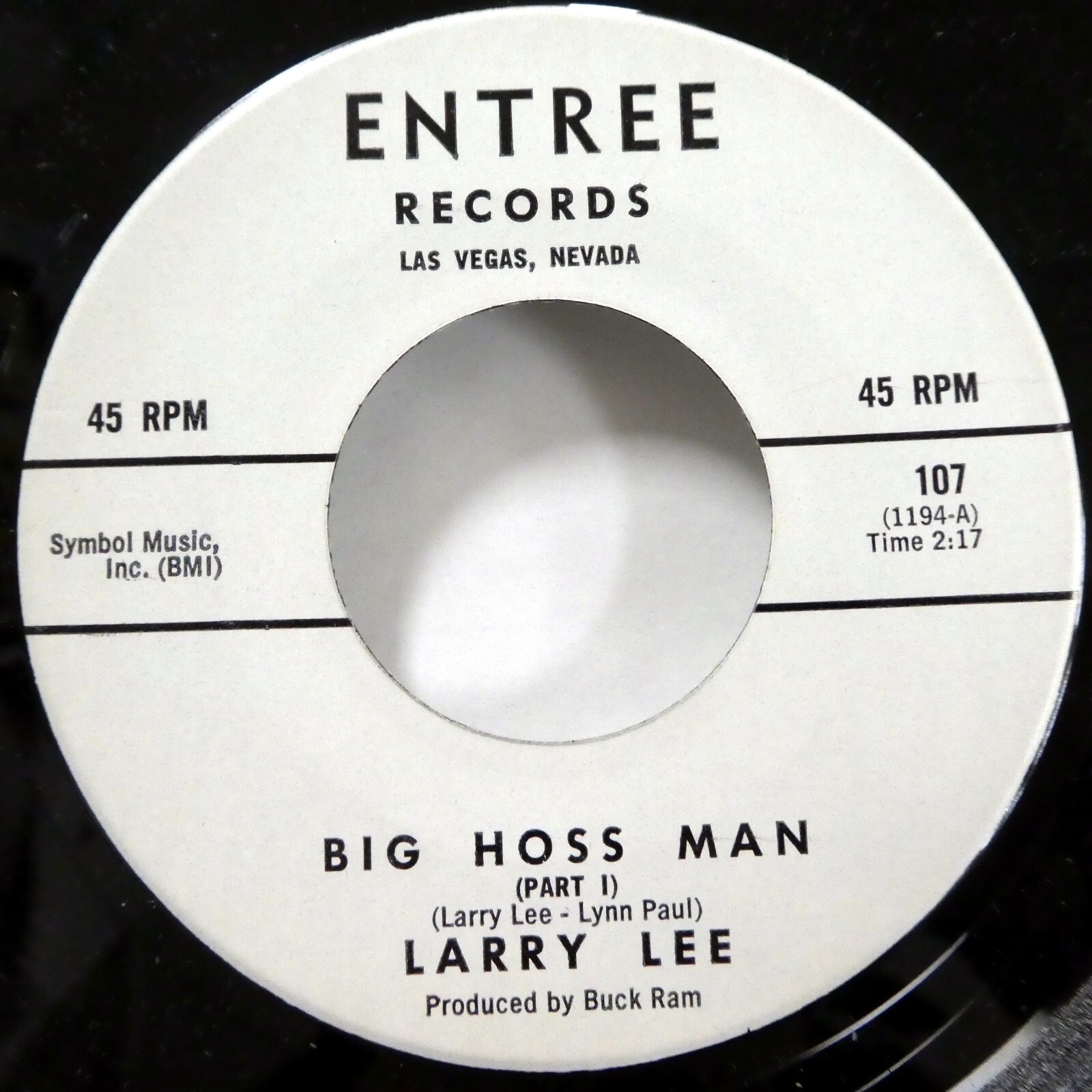 LARRY LEE 45 Big hoss Man Pt. 1 / Pt.2 ENTREE Rock N Roll MINT- Jr 2761 ...