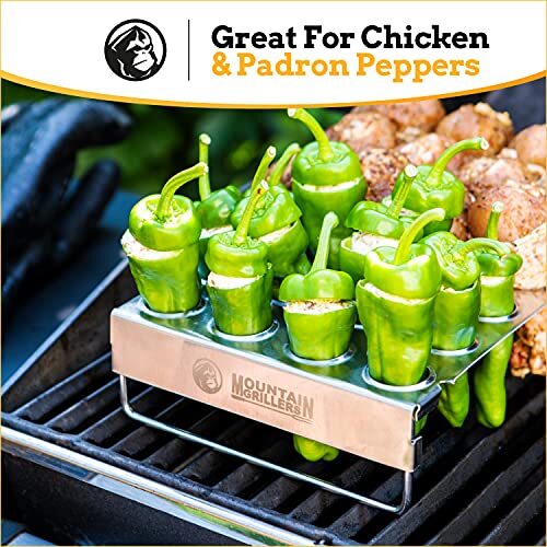 Jalapeno Poppers Holder For Grill With Corer Large 24 Hole Pepper Rack ...