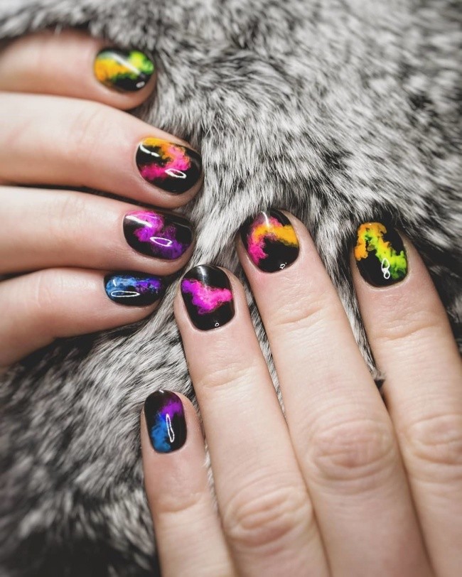 SMOKY EFFECT NAIL POWDER Smoke Neon Rainbow Dust Pigment Decoration ...