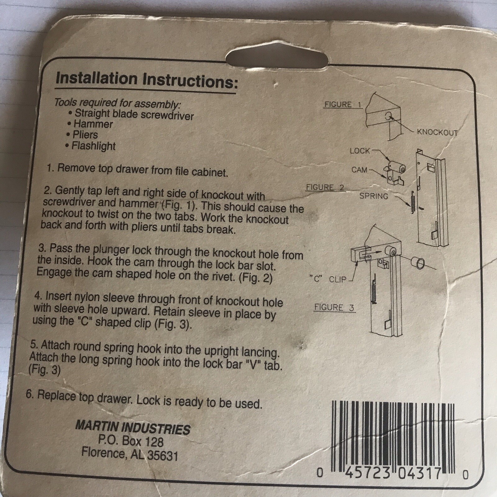 Filex Lock Kit 043214 for Vertical File Cabinets in Worn Package for ...