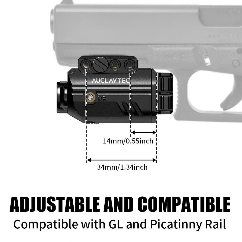 500 Lumen Pistol Light Laser Combo Tactical Flashlight Subcompact ...