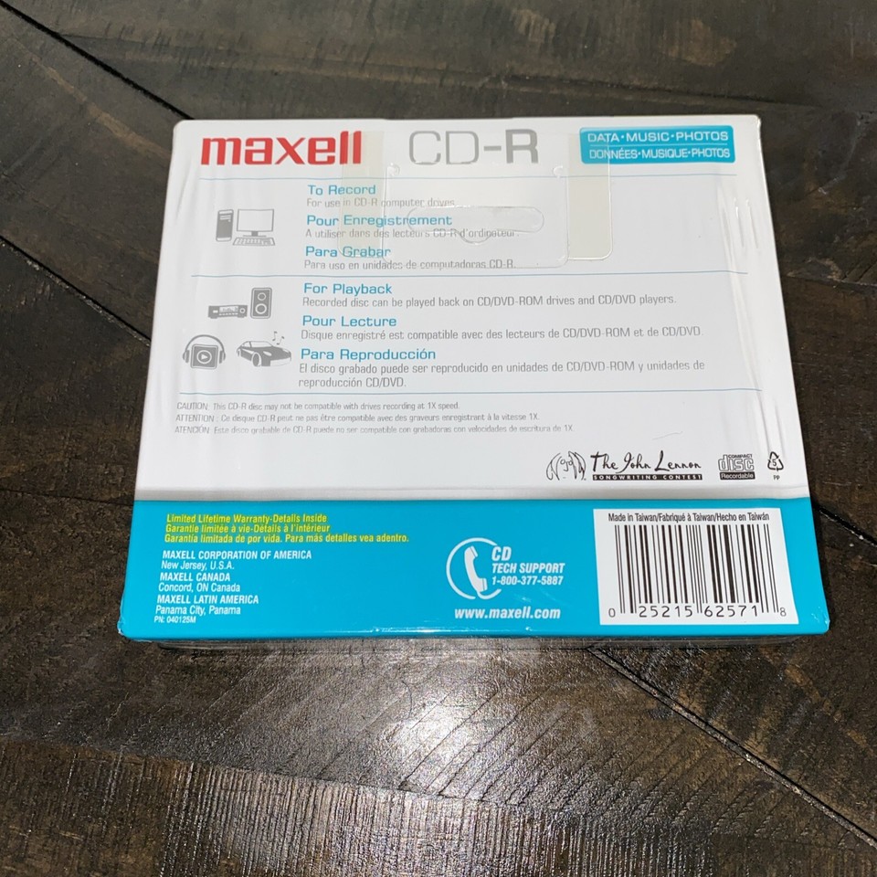 Maxell CD-R 5 Pack Blank Audio Music Data Recordable 80min 700MB Disc ...