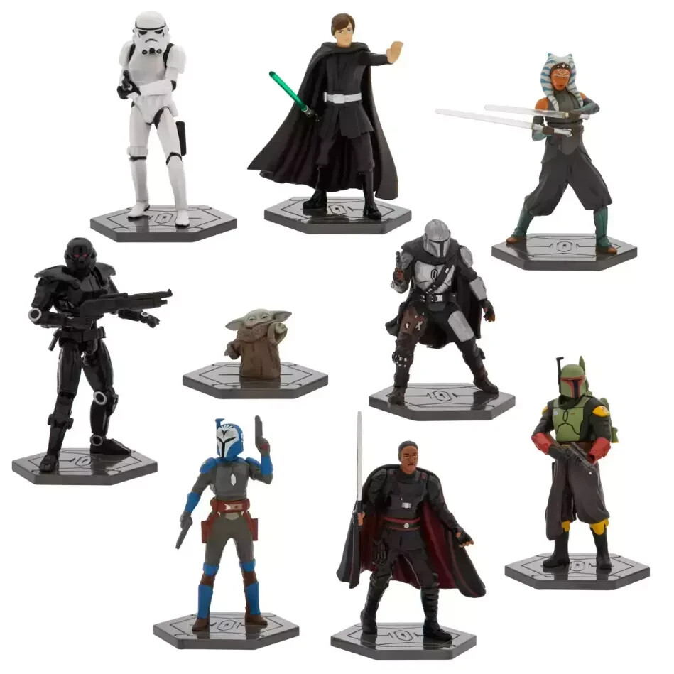 The Mandalorian Deluxe Figure Set – Disney Star Wars – Grogu, Mando, Bo ...