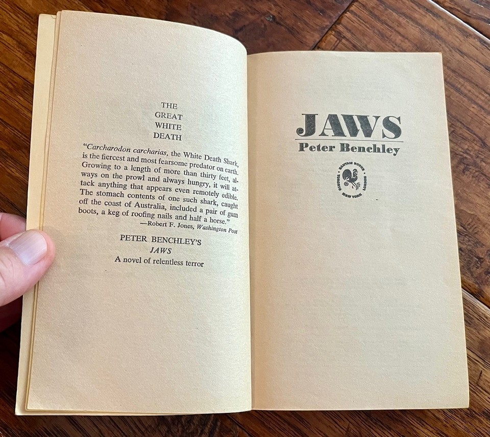 Vintage 1975 Relentless Terror Paperback Book "Jaws" By Peter Benchley ...