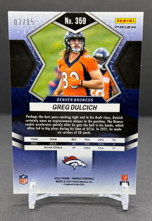 2022 Mosaic Football Greg Dulcich RC Mosaic Tessellation 02/15 SSP #359 ...