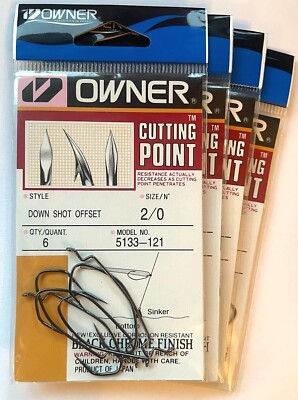 **1/2 OFF RETAIL** Owner 5133 Down Shot Offset - Drop Shot Hook - 4 ...