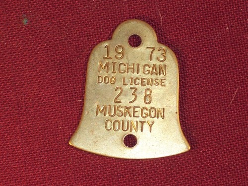 Vintage Michigan Dog License Tax Tag Muskegon County MI 1973 # 238 ...