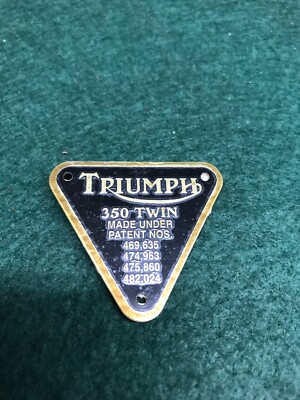 Triumph 350 Twin Patent Plate Timing Cover Badge NEW Rivets | eBay