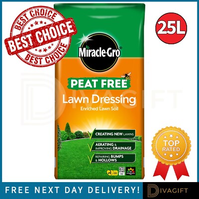 LAWN TURF DRESSING ENRICHED LAWN TOP SOIL COMPOST 25L NEW MIRACLE GRO ...