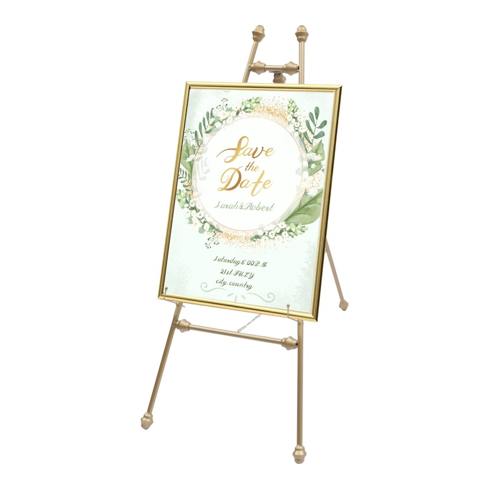 Floor Mount Golden Wedding Easel Stand Wedding Party Easel Stands Set ...
