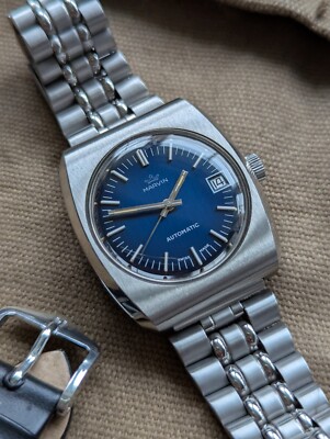 NOS Early 1970s Dark Blue Marvin Automatic Watch with ETA 2783 movement ...