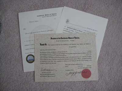 Confederate Naval or Marine Officer's Commission Documents (Repro) | eBay