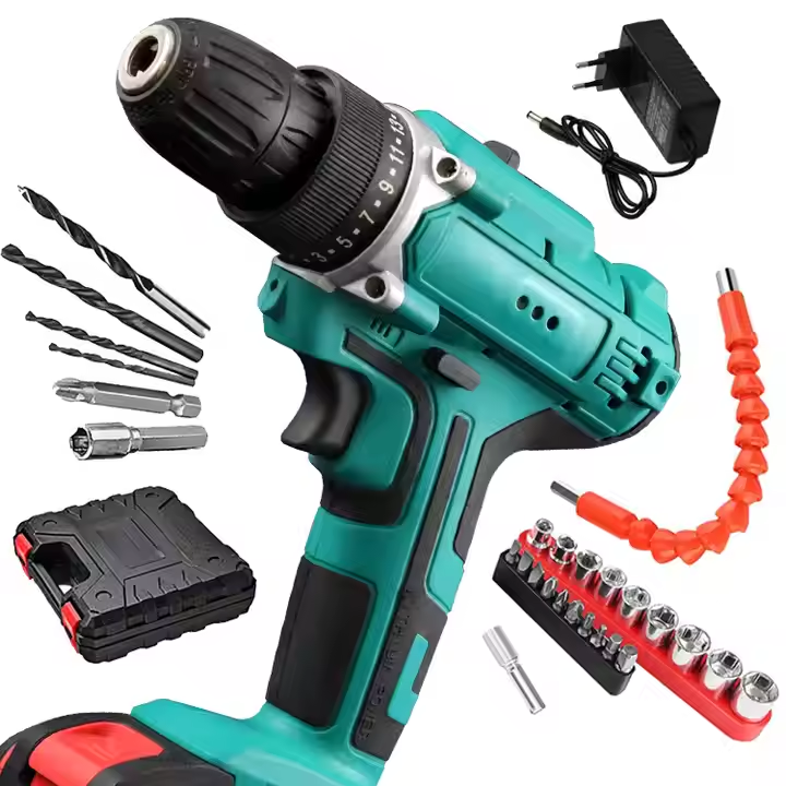 2 Battery 21V Cordless Drill Combi Driver High Power Electric ...