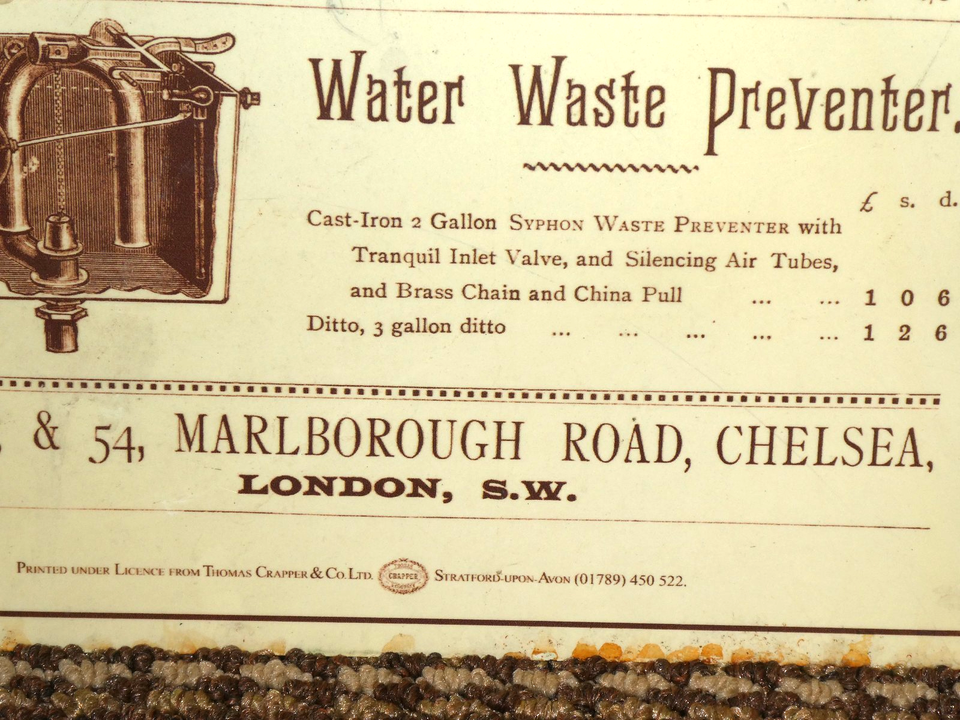 LARGE METAL SIGN THOMAS CRAPPER & CO'S . 15.3/4" X 11.3/4" INCHES ...