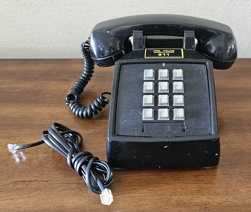 VTG Push Button Touch Tone Telephone. ITT 1978 Black #2500-45. w/Cord ...