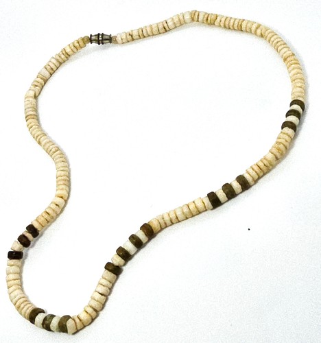 Puka shell stripped wooden vintage beaded retro 90's surfer skater ...