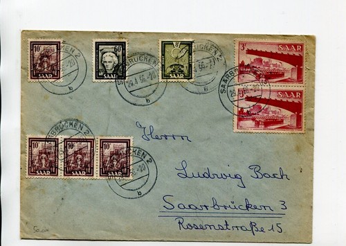 Saarland Brief Mi 272 273 278 321 Saarbrücken 29.4.56 | eBay