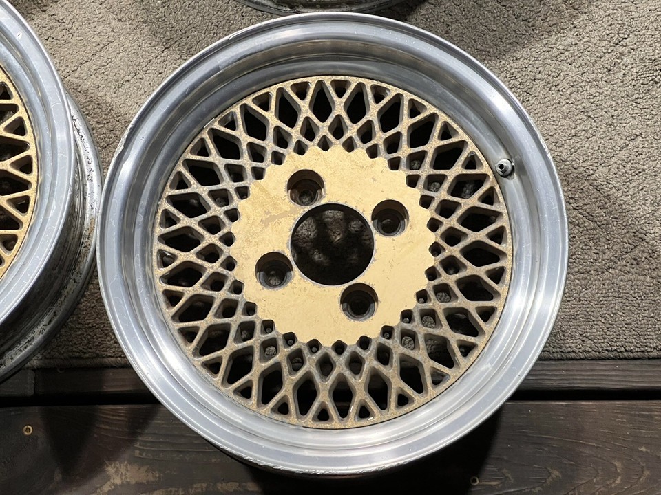 14x6 MESH GOLD WHEELS RIMS VINTAGE ENKEI RACING CLASSIC POLISHED LIP 92 ...