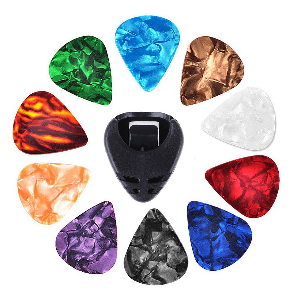 10Pcs Ukulele Picks Celluloid Guitar Picks & Pick Holder Set Guitar ...