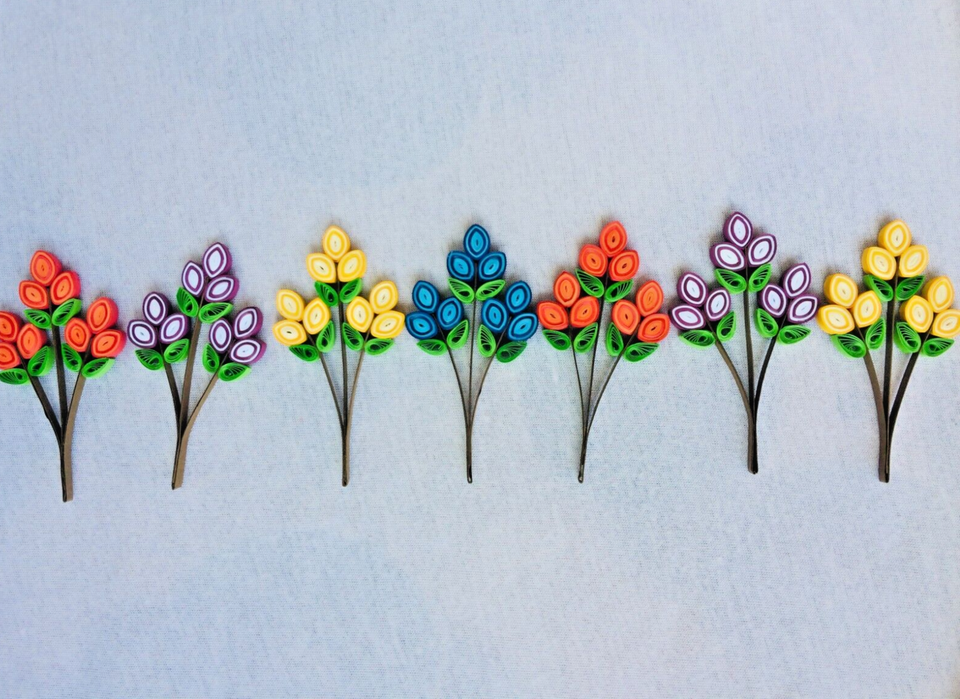 Paper Quilling Flower Bud leaves Branch for cards, wall deco 15lot | eBay