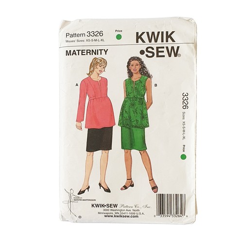 Kwik Sew Sewing Pattern Maternity tops and skirt Pattern Num 3326 sizes ...