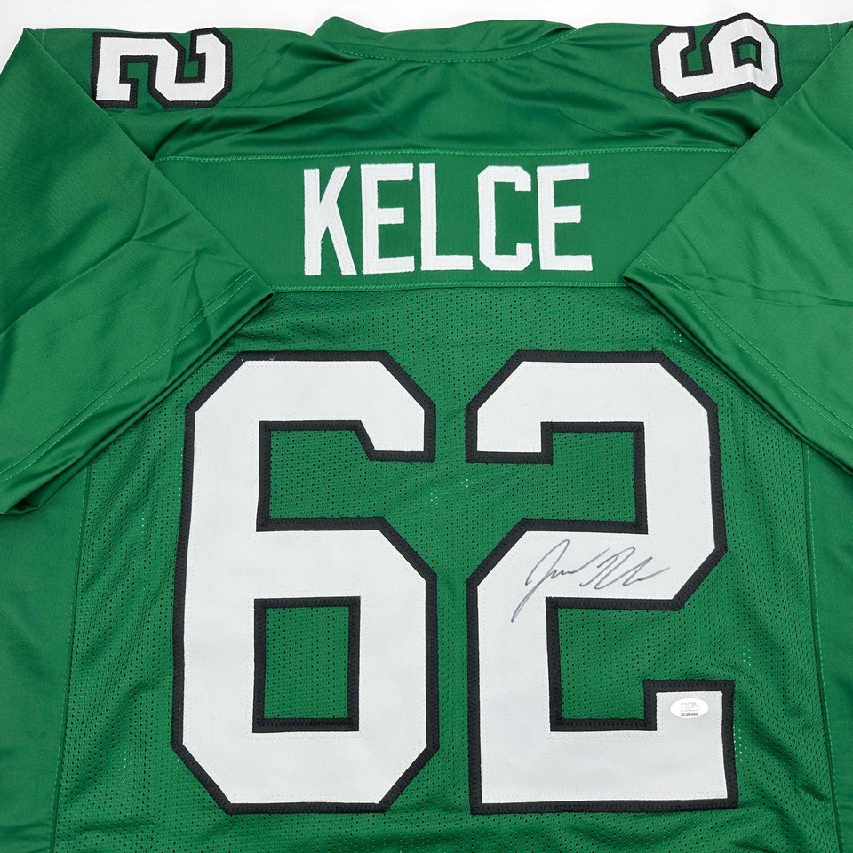 Autographed/Signed Jason Kelce Philadelphia Kelly Green Jersey PSA/DNA ...