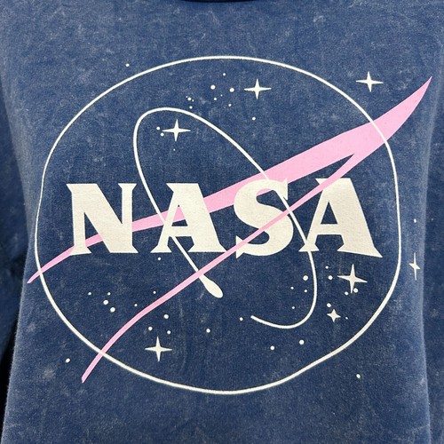Fifth Sun NASA Womens Juniors Large Blue Crew Neck Long Sleeve Crop Top ...