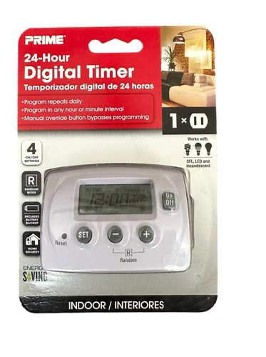 New Prime Indoor 24 Hour Digital Timer, 125 Volts, White, 4 On/Off ...