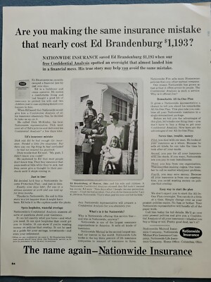 1964 Nationwide insurance Ed Brandenburg mistake vintage ad | eBay