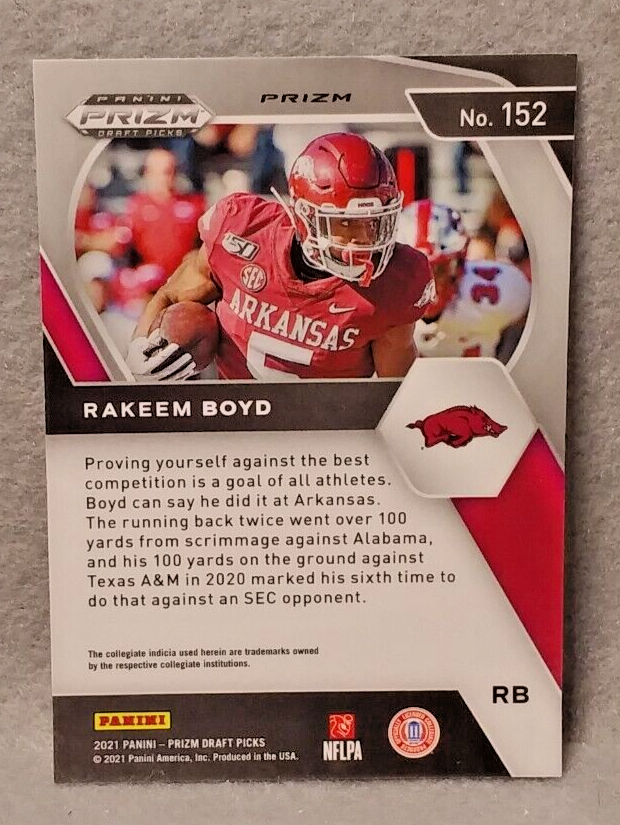 2021 Panini Prizm Draft Picks Rakeem Boyd Green Parallel Rookie #152 ...