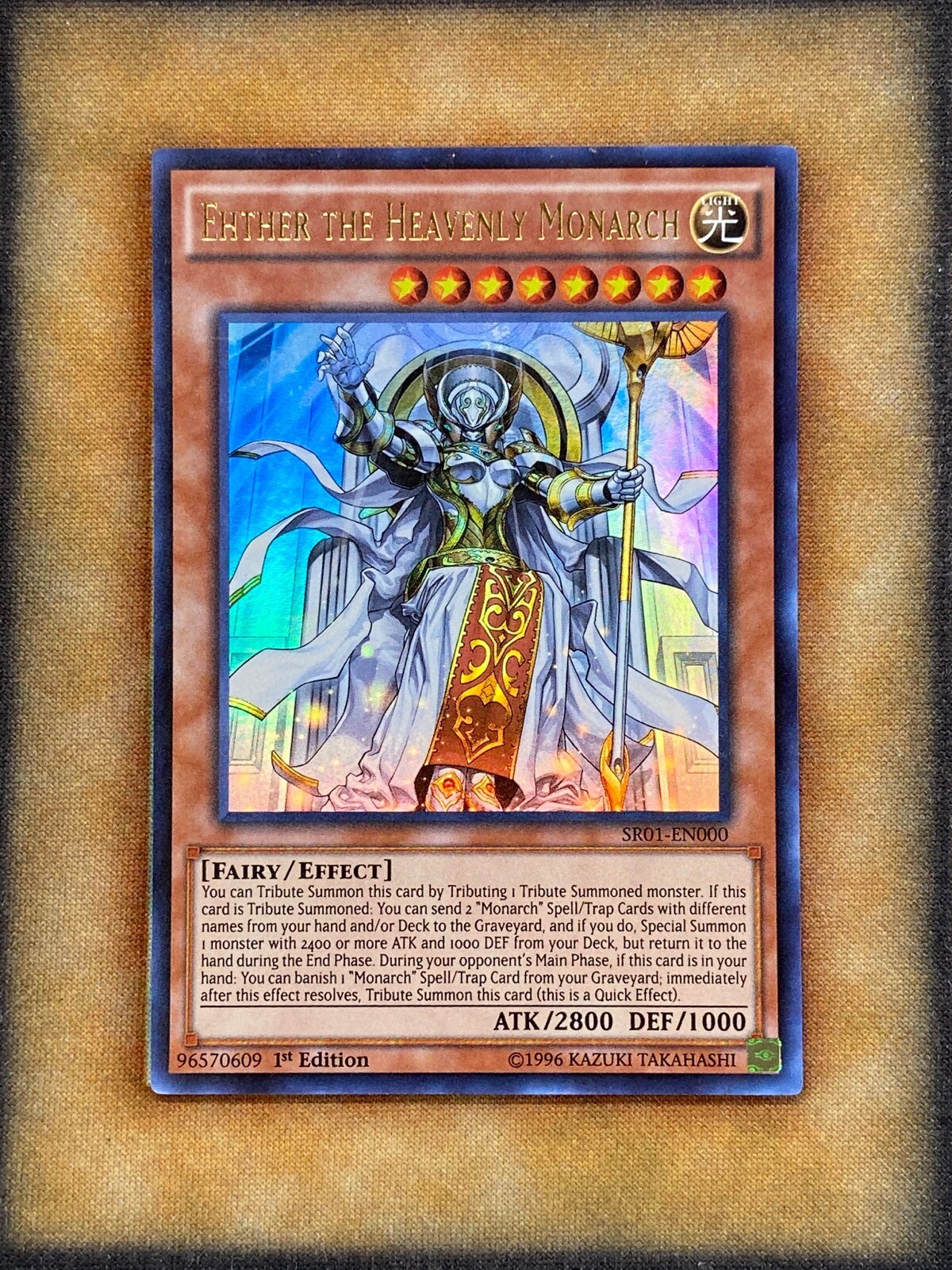 Yugioh Ehther the Heavenly Monarch SR01-EN000 Ultra Rare 1st Ed NM | eBay