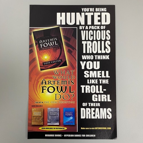 ARTEMIS FOWL THE OPAL DECEPTION EOIN COLFER 2006 VINTAGE RETRO ADVERT ...