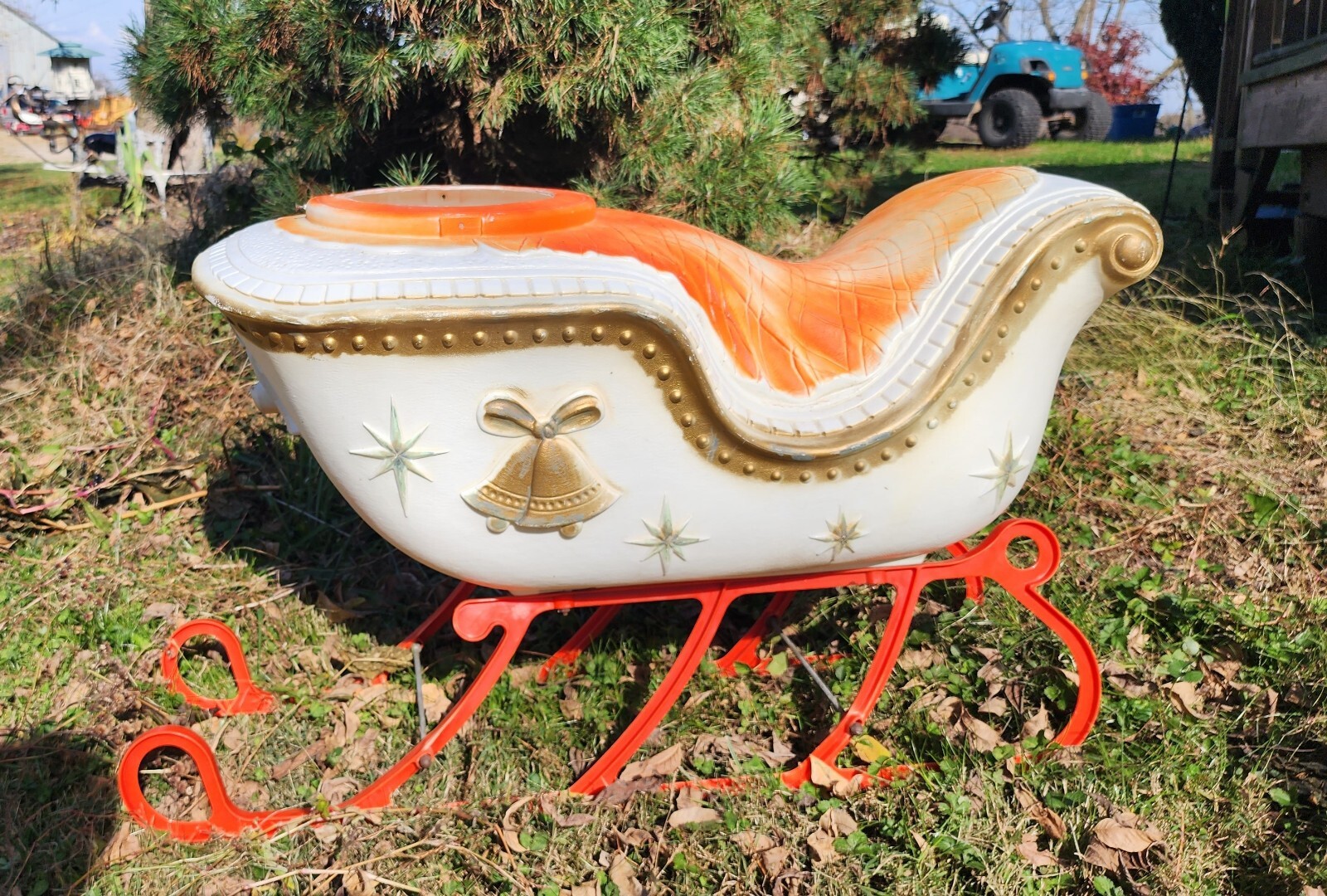 Vintage Christmas - Poloron Lighted Blow Mold Santa Claus in Sled | eBay